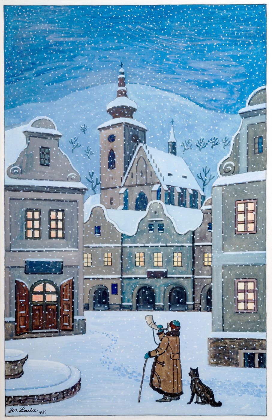 Ponocný v městečku - Josef Lada (1887–1957) - Galerie KODL